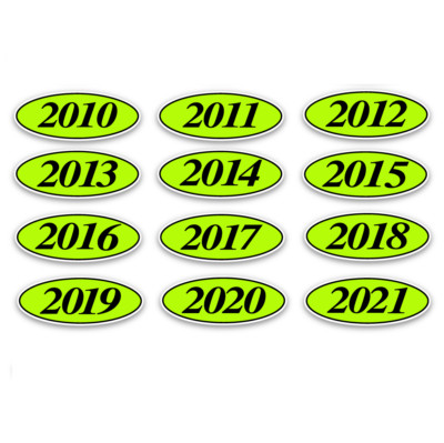 Car Dealer Windshield Oval Model Year Stickers 4 Digit Green and Black ...