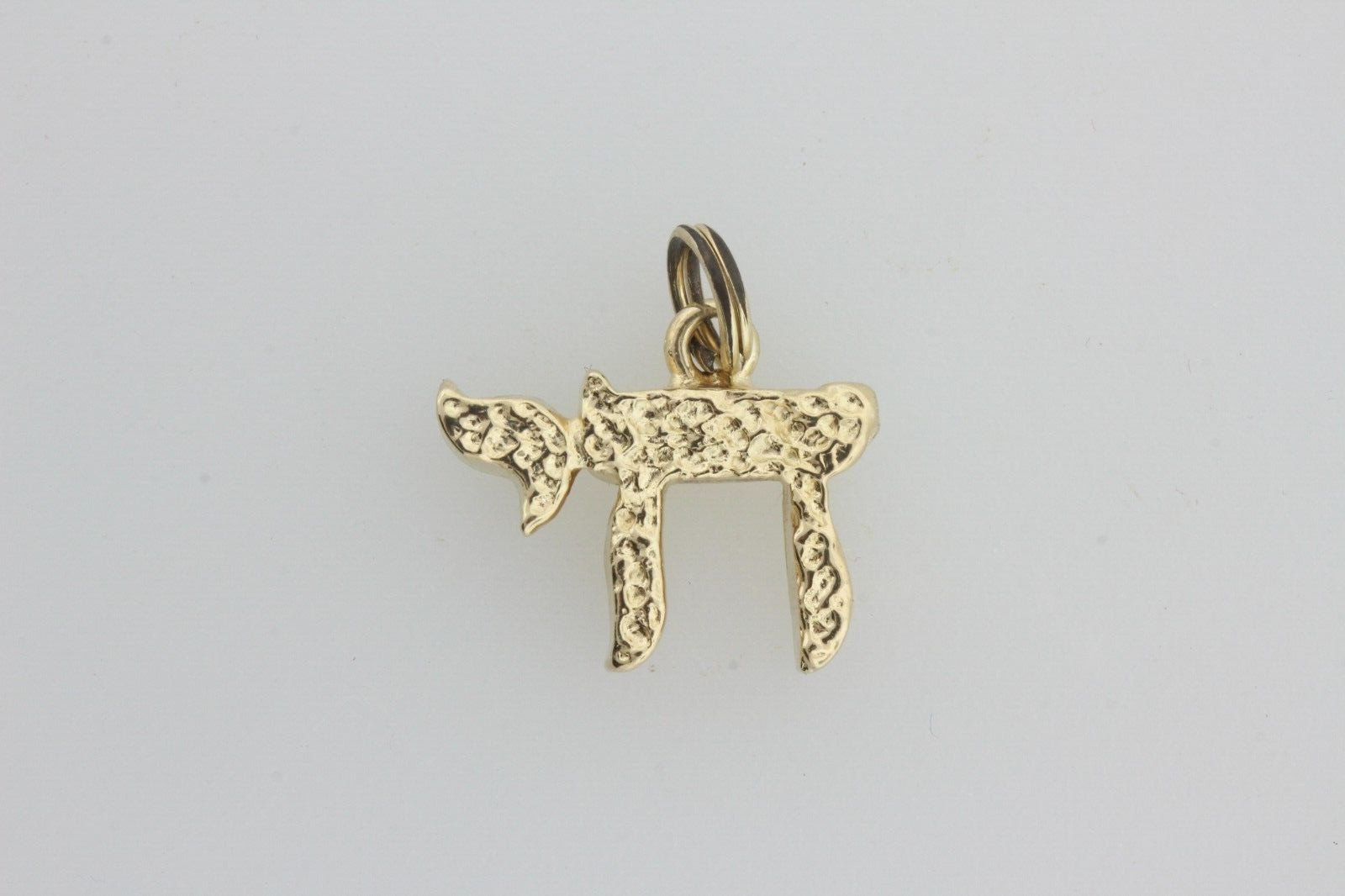 14K Yellow Gold Chai Life Jewish Symbol Small Texture… - Gem
