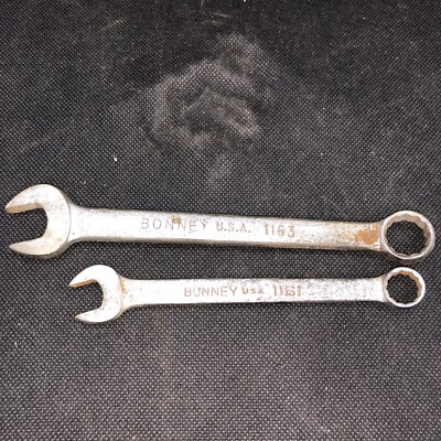 Lot Of 2 Bonney Combination Wrenches 1163-9/16” & 1161 -7/16” Vintage ...