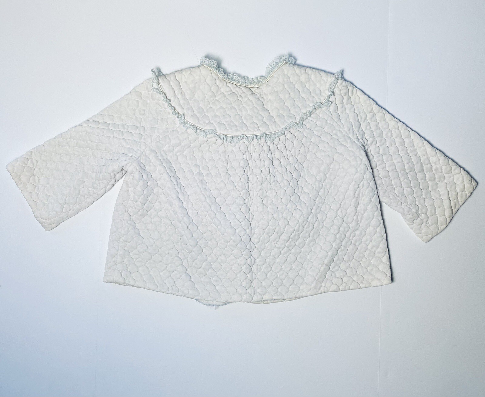 Vintage Boudoir Jacket Bed Coat 1960s Quilted Blue Pinup Swing Lace ...