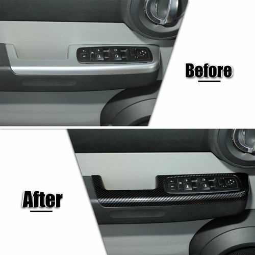 4X Carbon Fiber Window Lift Panel Switch Button Trim Frame For Dodge ...