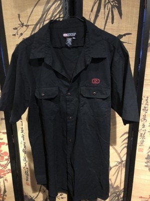 Vintage Split Colored Button Up Black XL With Chest Button Pockets ...
