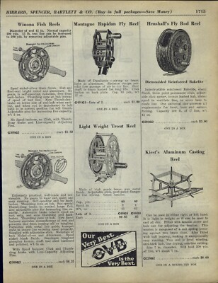 1933 PAPER AD Winona Fishing Reel Kiest Casting Meisselbach Oreno Level ...