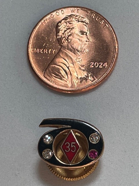 Diamond Alkali 35 Year Service Pin / Vintage 10K Gold / 3 Diamonds and ...