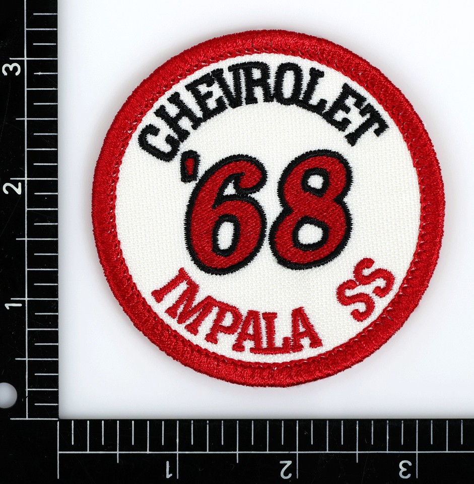 1968 Chevrolet Impala SS Embroidered Patch Ivory/Dark Red Iron-On Sew ...