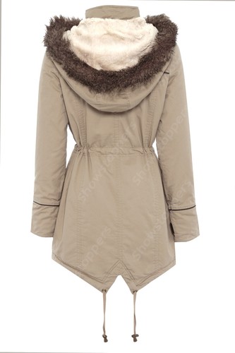 NEW Womens OVERSIZED HOOD PARKA Ladies JACKET COAT FISHTAIL Size 8 10 ...