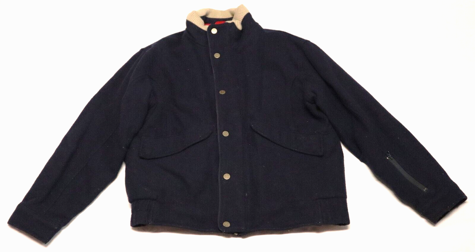 WOOLRICH mens wool blend deep navy blue flight/bomber jacket size M | eBay