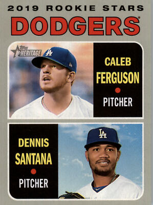 2019 Topps Heritage #131 Caleb Ferguson RC & Dennis Santana RC ...