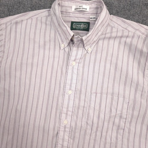 Vintage Gitman Bros Dress Shirt Mens 16.5-35 Purple Gray Striped Made ...