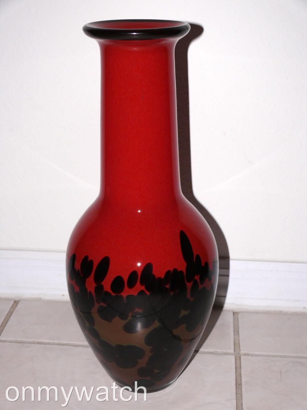 Floor Vase SiGNED 17" Romania MIHAI TOPESCU Santa Fe Series Art Glass ...