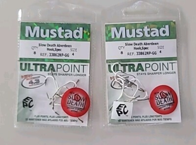 2 Mustad Glow Slow Death Hooks Size 4 Intense Crawler FREE SHIPPING | eBay