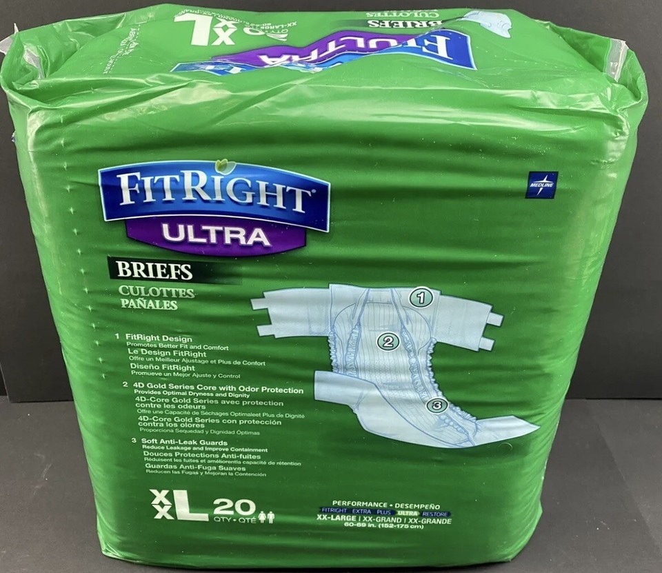 FitRight EXTRA Adult Briefs Tabs-XXL - 20 Count-Incontinence-Disposable ...