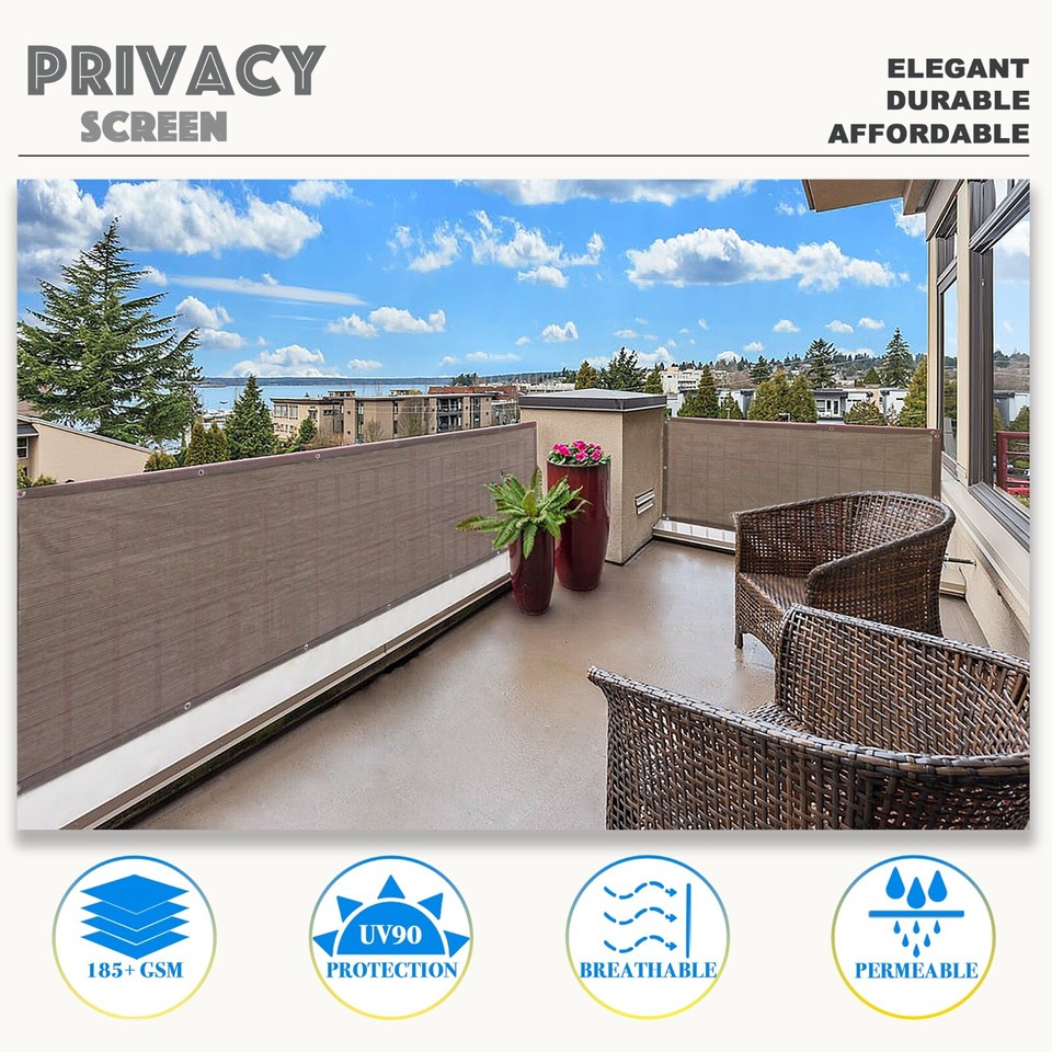 Outdoor Privacy Mesh Fence Screen Cover Garden Patio Brown 3', 4', 5 ...