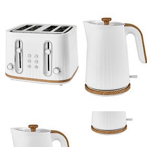 White Wood Effect Kettle and 4 slice toaster | eBay UK