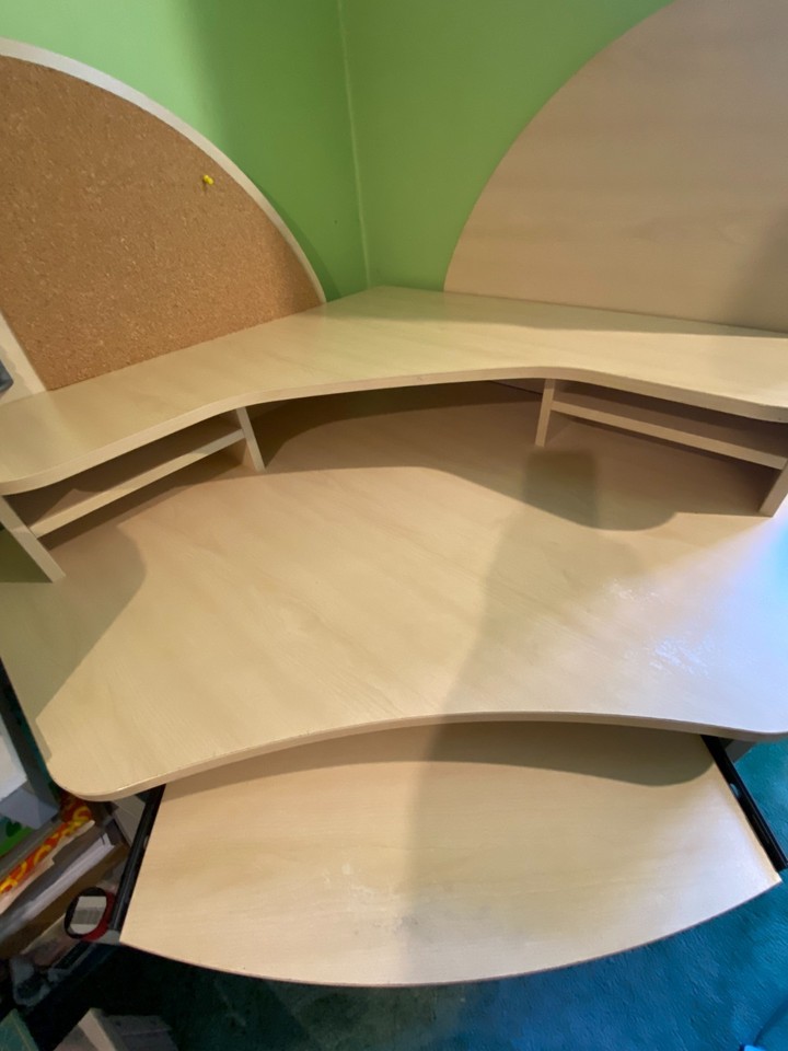 Maple Corner Desk - Home Office Workstation w/ Shelves & Slide-out ...