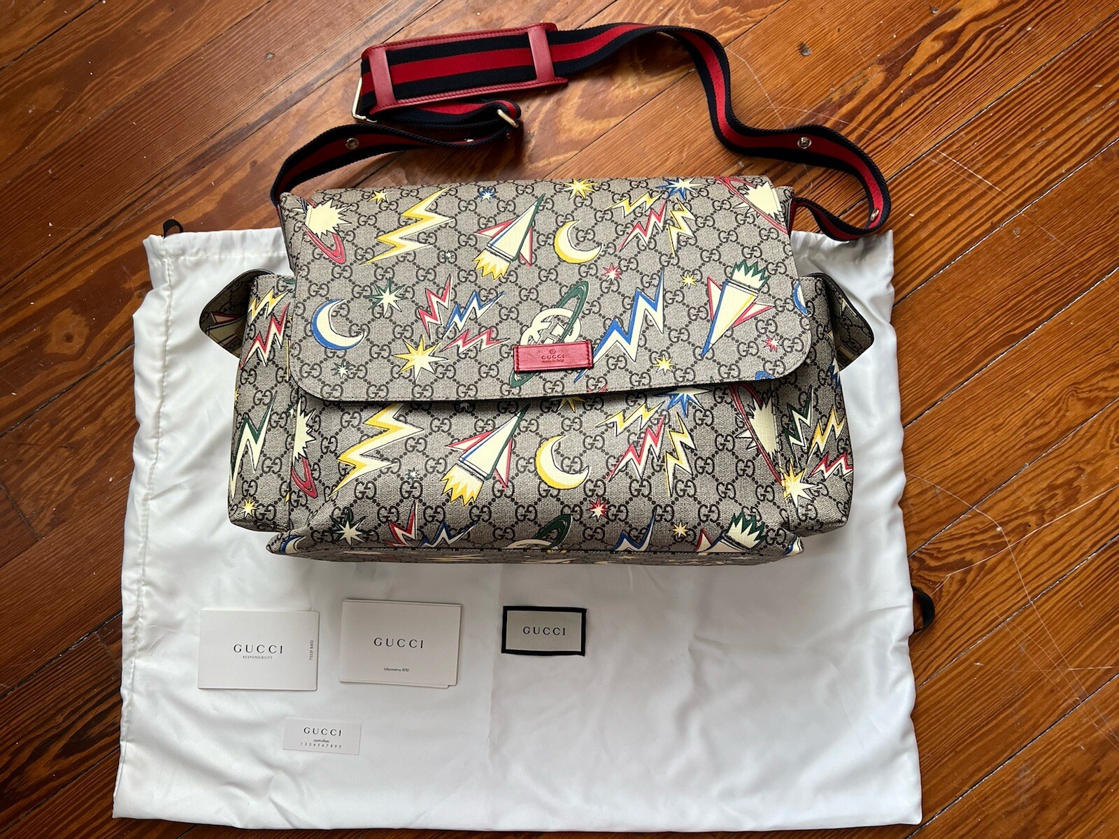 Authentic Gucci GG Supreme Monogram Space Rocket Diap… - Gem