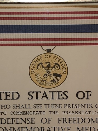 SECRETARY OF DEFENSE COMMEMORATIVE DEFENSE OF FREEDOM MEDAL CERTIFICATE ...