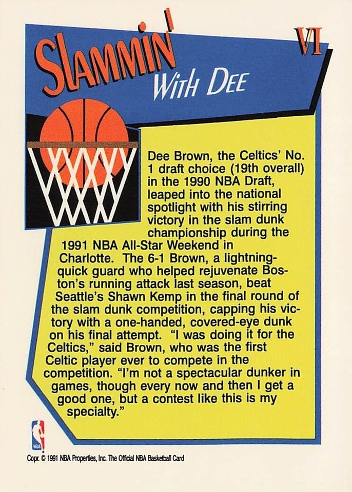 Dee Brown Slam Dunk Champion NBA Hoops 1991 Basketball Card #V1 | eBay