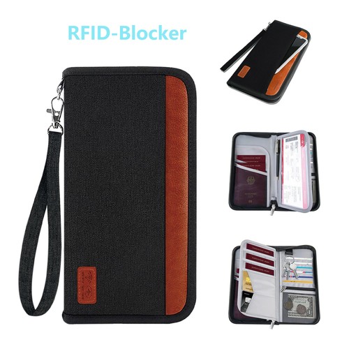 Family RFID Passport Holder Travel Wallet Document Organiser Bag for ...