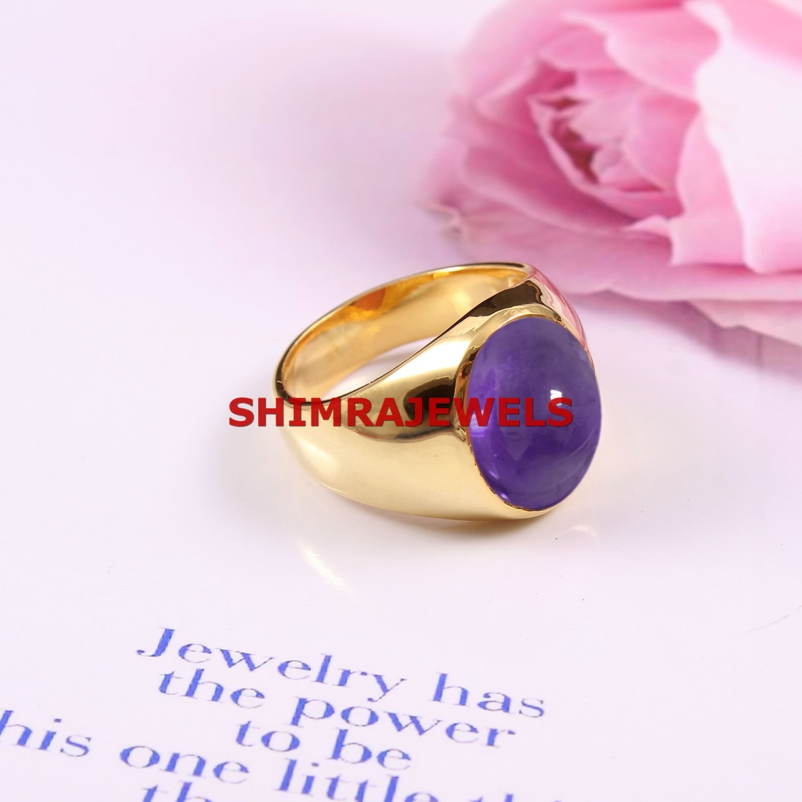 Natürlich Amethyst Edelstein Mit Vergoldet 925 Sterlingsilber Herren ...