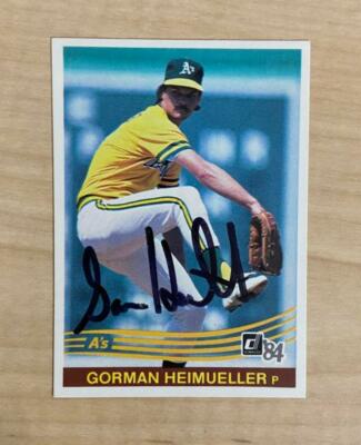 GORMAN HEIMUELLER OAKLAND ATHLETICS SIGNED 1984 DONRUSS CARD #131 W/COA ...