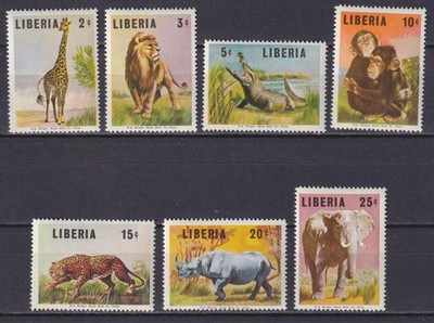 Liberia 1966 Fauna, Wild Animals, Elephants, Lions, Moneys, Rhinoceros ...