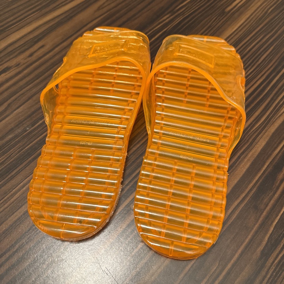Bob Barker Orange Clear PVC Shower sandals Size L 9-10 Men Prison Jail ...