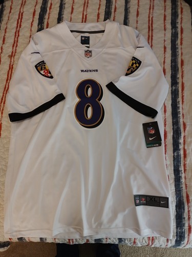 Baltimore Ravens Jersey Lamar Jackson Number 8 XL White | eBay