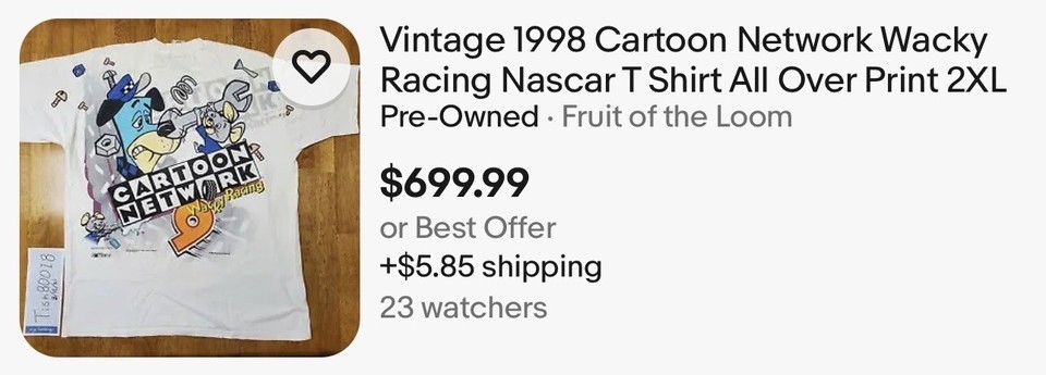 Vintage 1998 Cartoon Network Wacky Racing Nascar T Shirt All Over Print ...