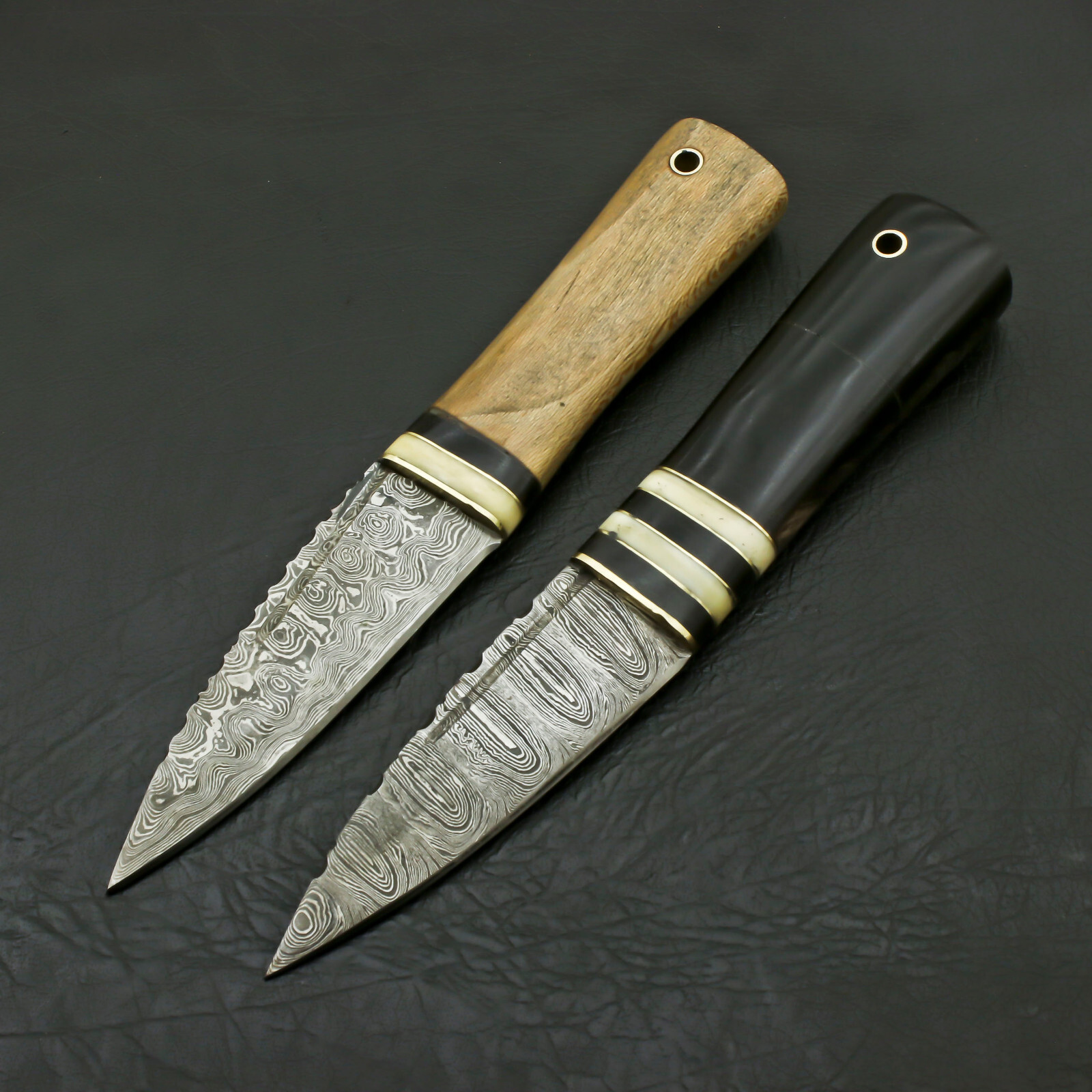 LOT OF 2 Custom Handmade Damascus Steel Sgian Dubh Scottish Dirk Knife ...