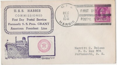 U.S.S HARRIS First Day Postal Service. Formerly S.S. GRANT Cachet. | eBay