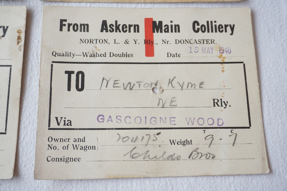 Askern Main Colliery Lancashire & Yorkshire Railway Wagon Label x6 ...