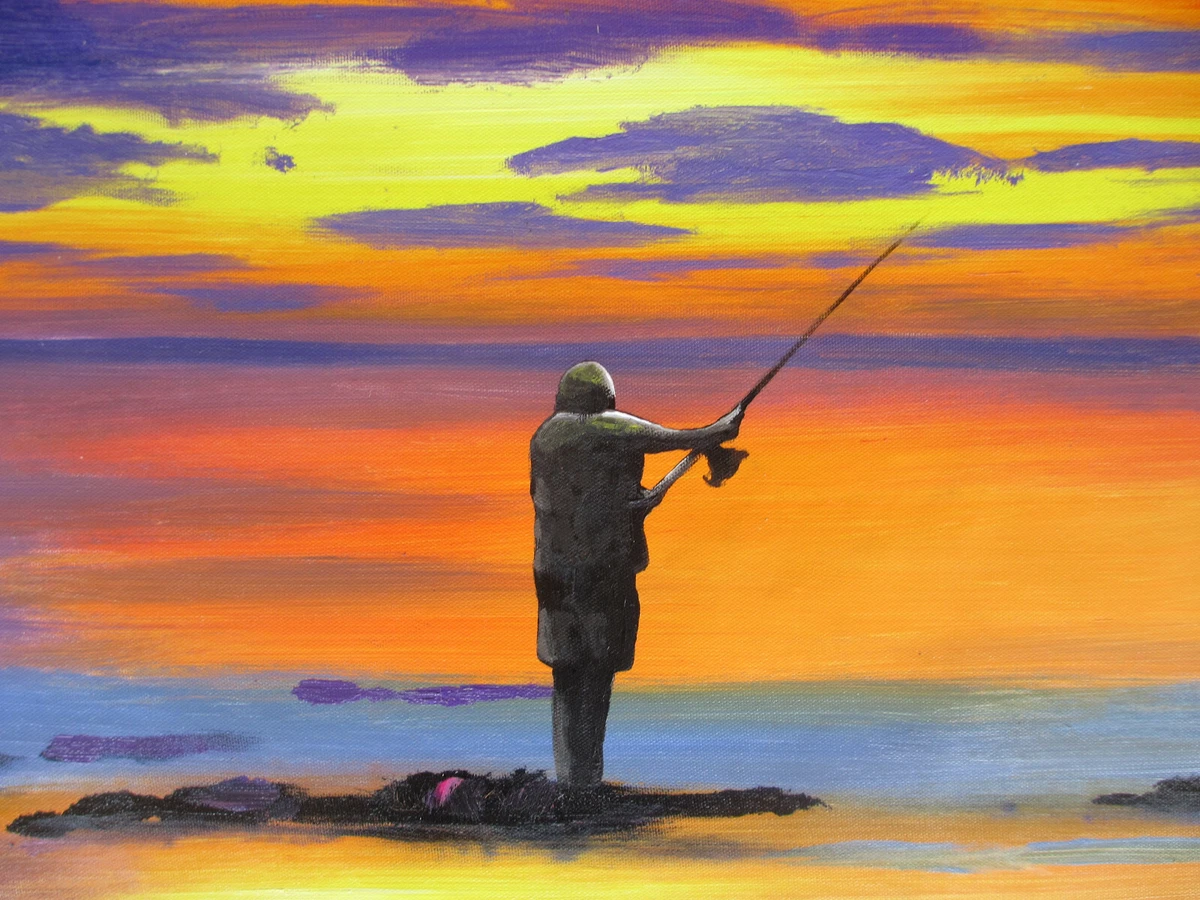 Fisherman Fishing Painting