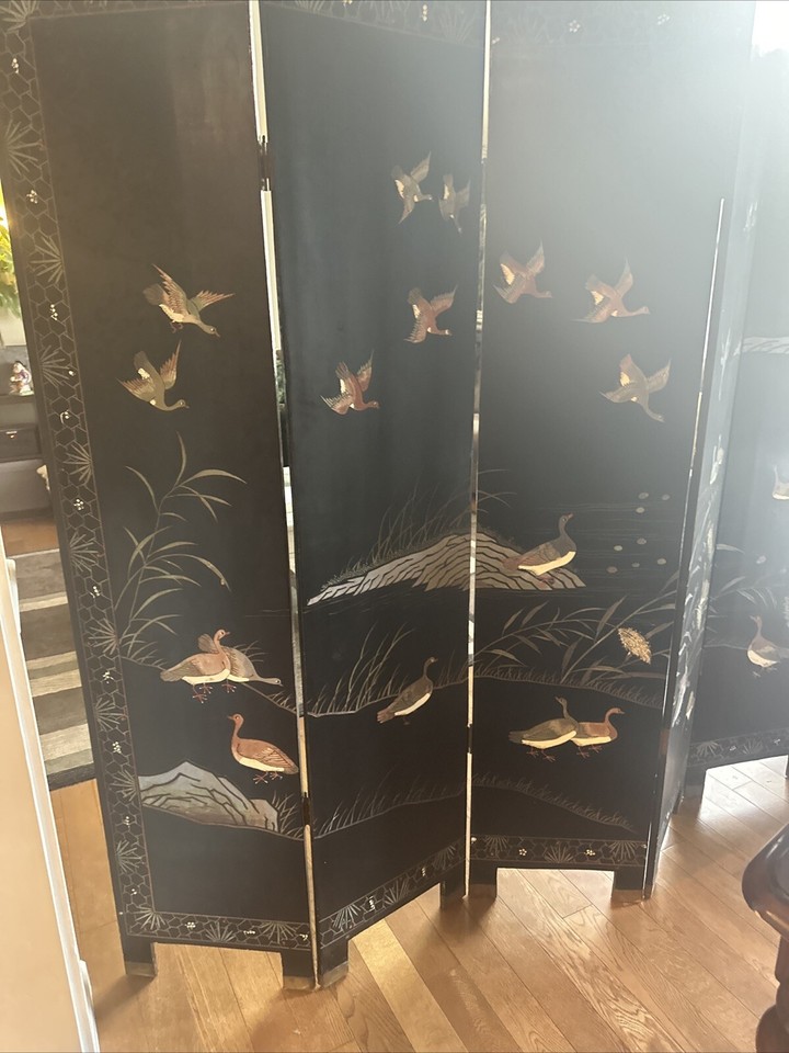 Antique Chinese Room Divider 6 Solid Lacquer Panels | eBay