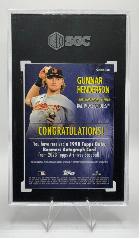 Gunnar Henderson 2023 Topps Archives RC Auto 10 Card # 98BB-GH Card 9 🔥 ...