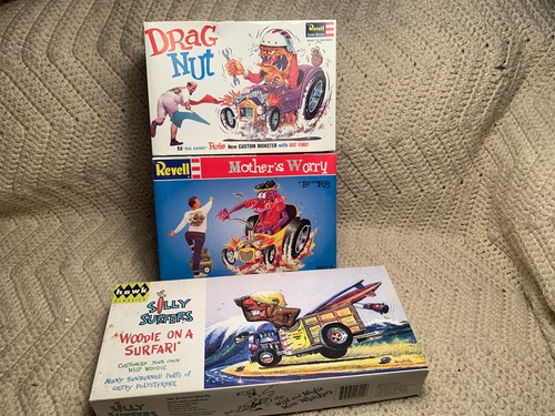 Rat Fink Lot Of 3 Kits Ed Roth Drag Nut, Mothers Worry & Hawk Silly ...