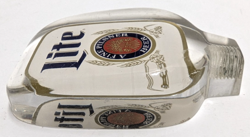 Vintage Miller Lite "A Fine Pilsner Beer" Lucite Beer Tap Handle 4 ...