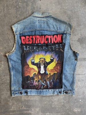 1980s Levi’s Denim Vest Heavy Metal Bands Megadeth Slayer Patches Guns ...