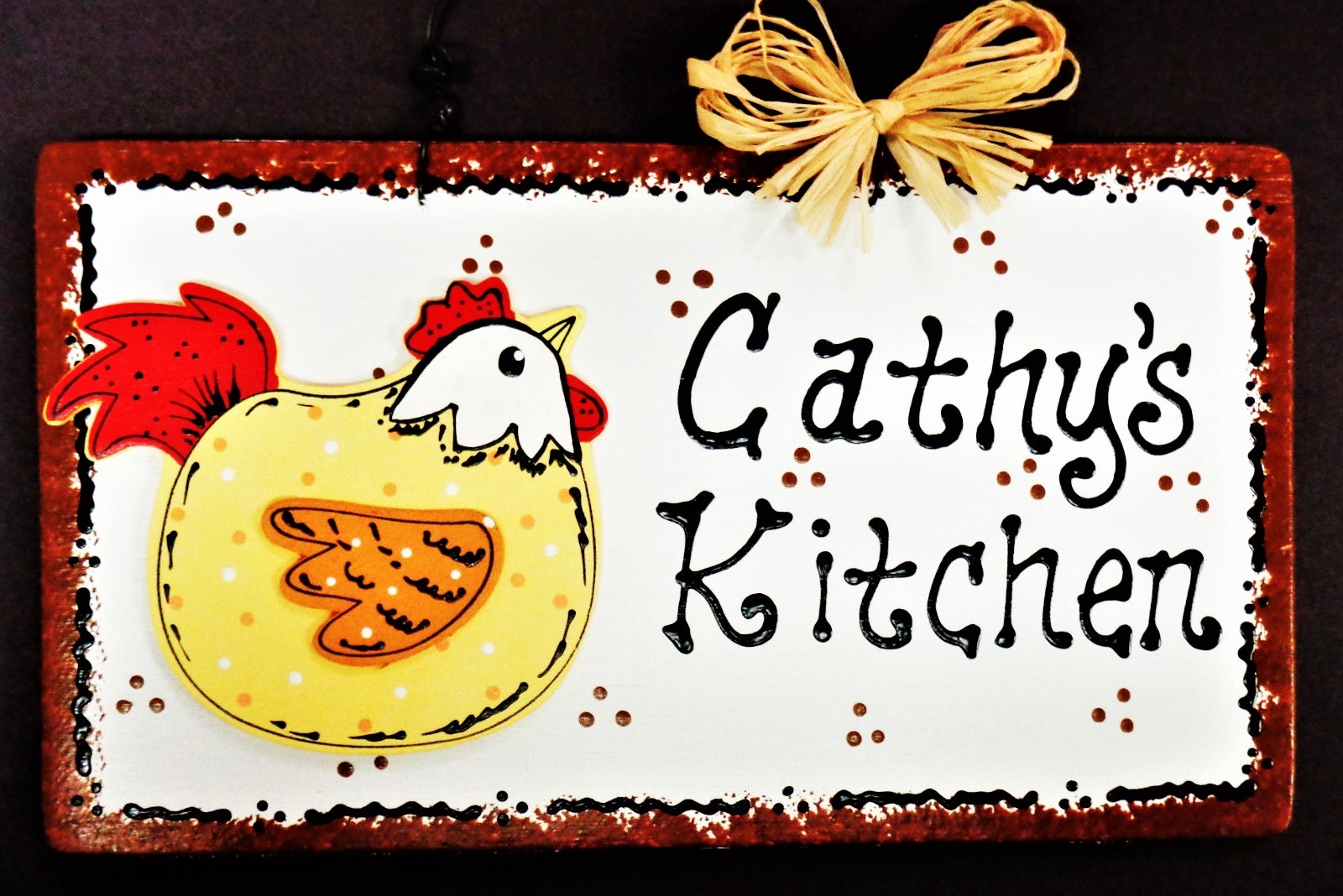 CHICKEN KITCHEN SIGN Personalize Name WALL HANGER PLAQUE Country ...