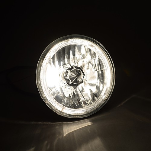 7" H6024 / 6014 Halogen Blue LED Halo Ring H4 Light Bulb Angel Eye ...