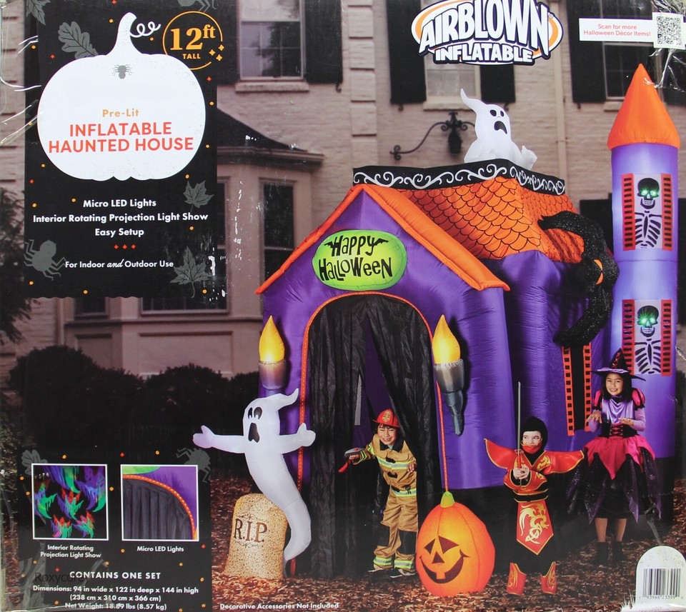 Gemmy Halloween 12 ft Pre-Lit Haunted House Airblown Inflatable NIB | eBay