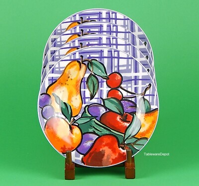 Gabbay, GBB6, Set of 4 Salad Plates, Fruits & Lattice, MINT/SUPERB+ ...