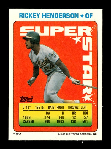 1990 Topps MLB Stickers #242 Nolan Ryan #50 Rickey Henderson Super Star ...