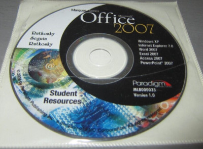 Marquee Series Microsoft Office 2007 CD Paradigm Student Resources | eBay