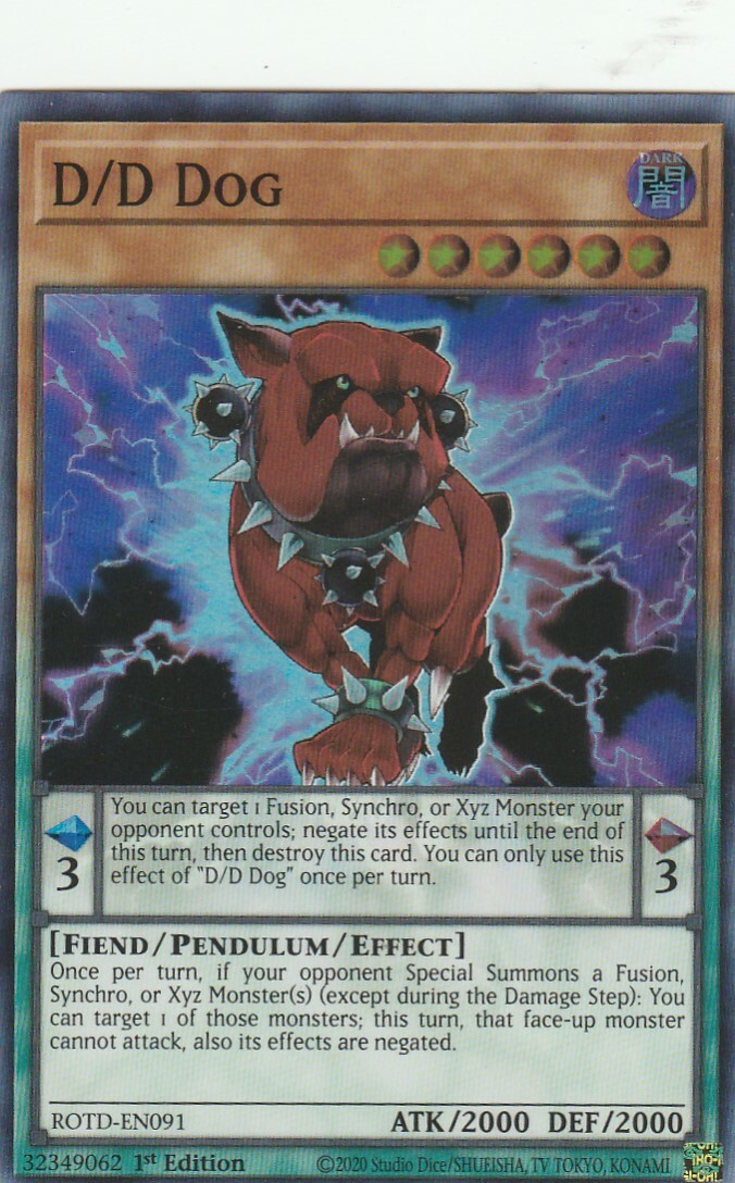 YUGIOH HOLO CARD D/D DOG ROTD-EN091 1ST EDITION | eBay