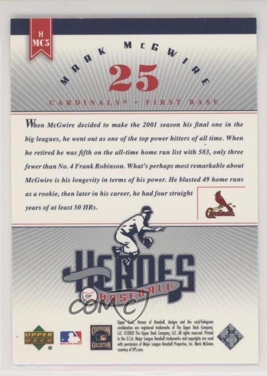 2002 Upper Deck Prospect Premieres Heroes of Baseball Mark McGwire #HMC5 | eBay