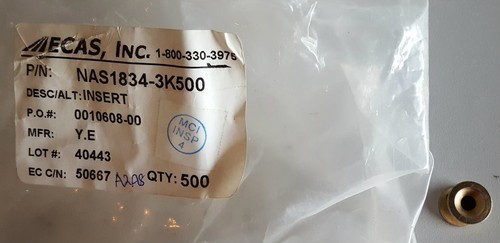 AVIATION AIRCRAFT INSERTS NAS1834-3K500, SOLD INDIVIDUALLY-2A | eBay