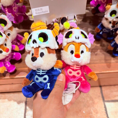 2025 Shanghai Disney Halloween skull Pirates Chip&Dale Plush Keychains ...