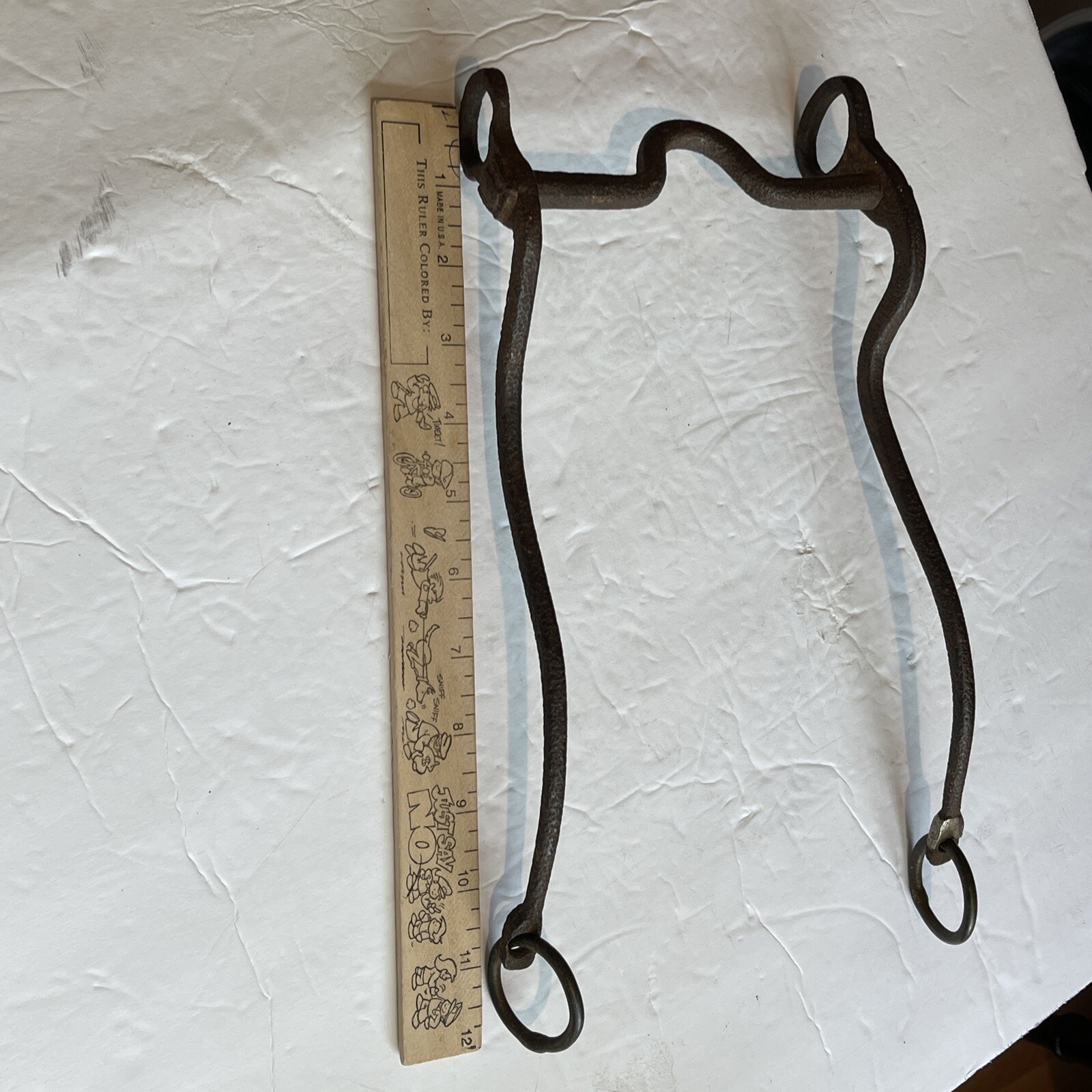 ANTIQUE HORSE SHANK SNAFFLE BIT MOUTH HANDMADE HAMMERED RIVETS 11" LONG ...