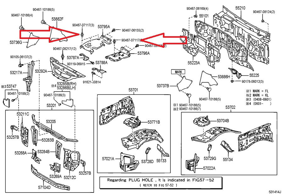03 - 09 LEXUS GX470 SET OF 5 ENGINE SIDE COVER RETAINER CLIP BRAND NEW ...